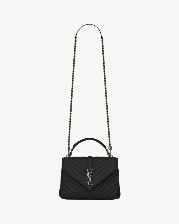 Saint Laurent College Medium Quilted Leather Satchel