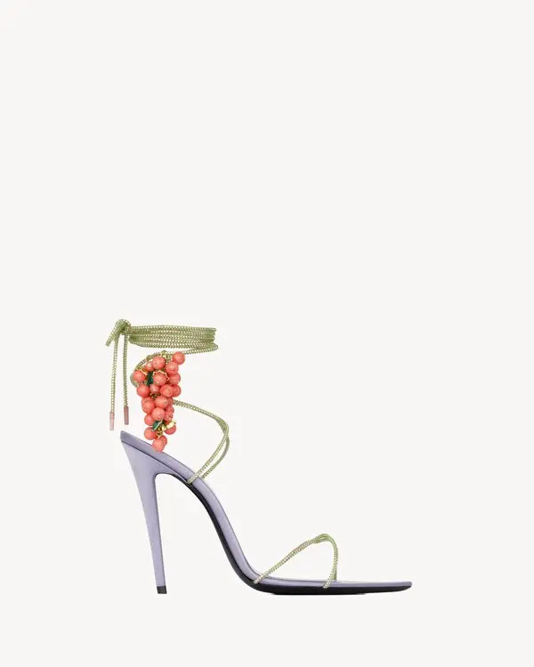 Saint Laurent Suede And Rhinestone Mon Chéri Sandals - Lilas, Red & Amethyst
