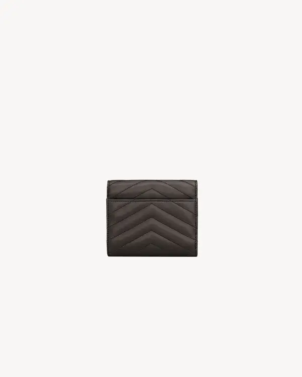 Saint Laurent Cassandre Compact Tri Fold Wallet In Lambskin - Urban Grey