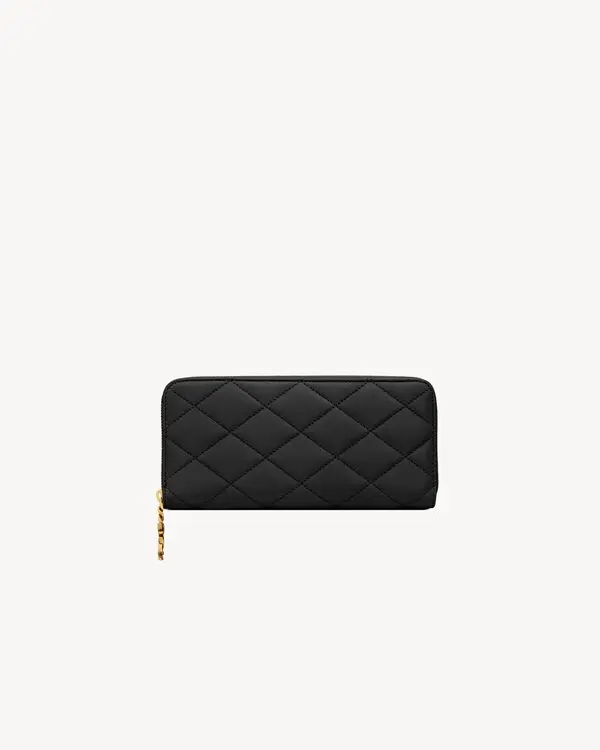 Saint Laurent Cassandre Bijou Zip Wallet In Lambskin - Black
