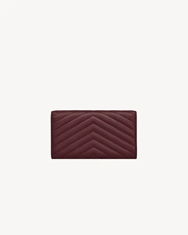 Saint Laurent Cassandre Large Flap Wallet In Lambskin - Rouge Cabernet