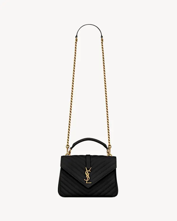 Saint Laurent College Medium Quilted Leather Satchel - Black