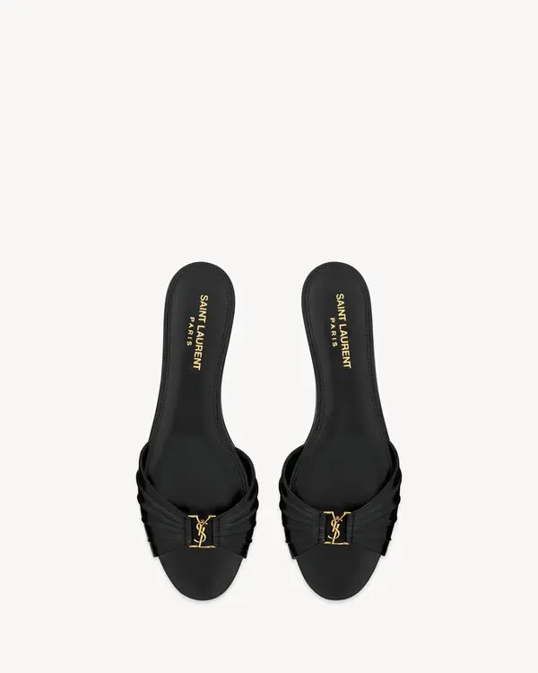 Saint Laurent Babylone" Smooth Leather Slides - Black