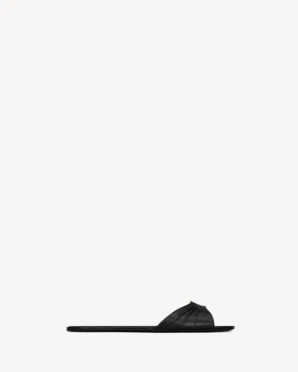 Saint Laurent Babylone" Smooth Leather Slides - Black