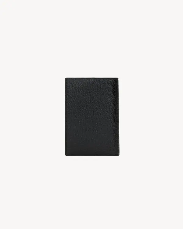 Saint Laurent Tiny Cassandre Passport Holder In Grained Leather