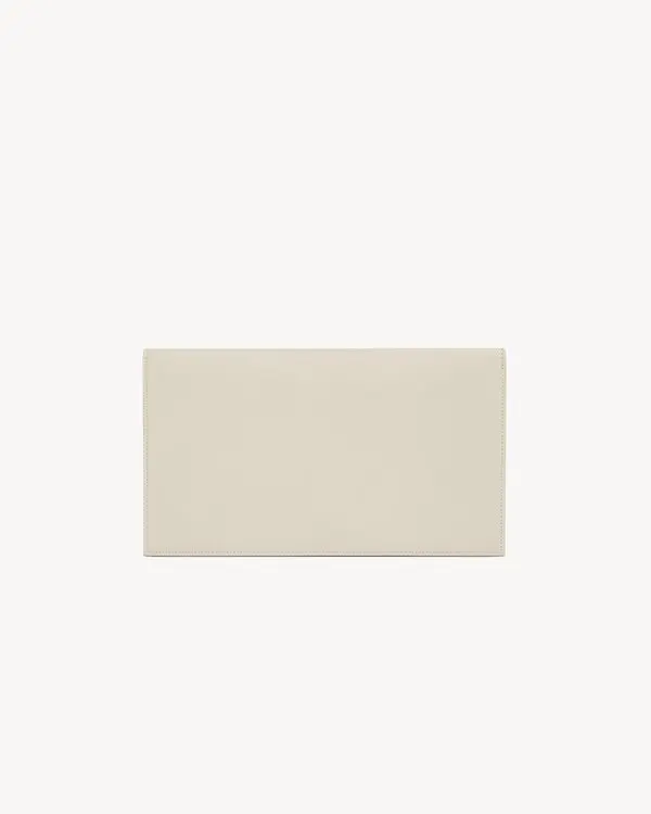 Saint Laurent Uptown Pouch In Grain De Poudre Leather - White