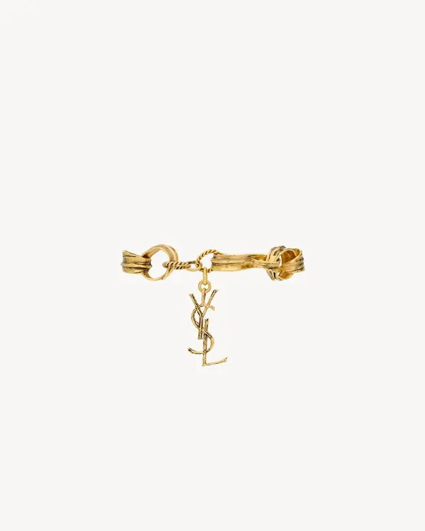 Saint Laurent Leaf Chain Bracelet In Metal - Patinated Gold
