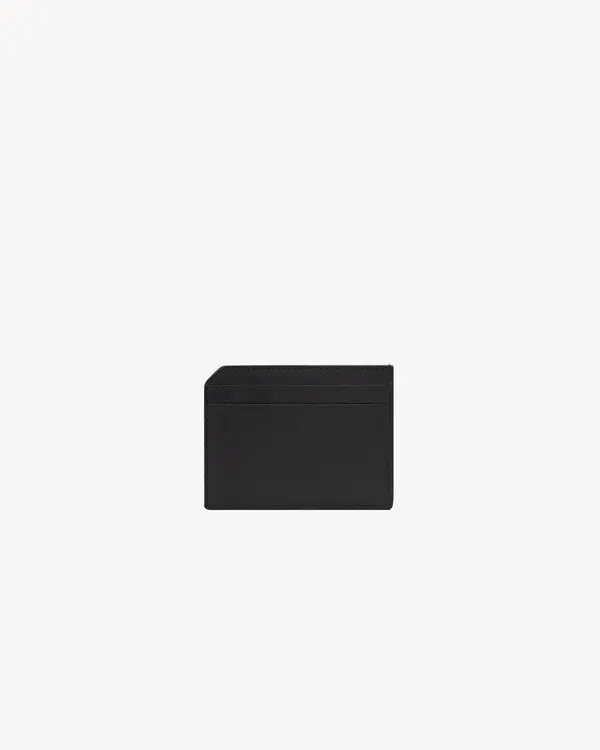Saint Laurent Tiny Cassandre Open Card Case In Shiny Leather - Black