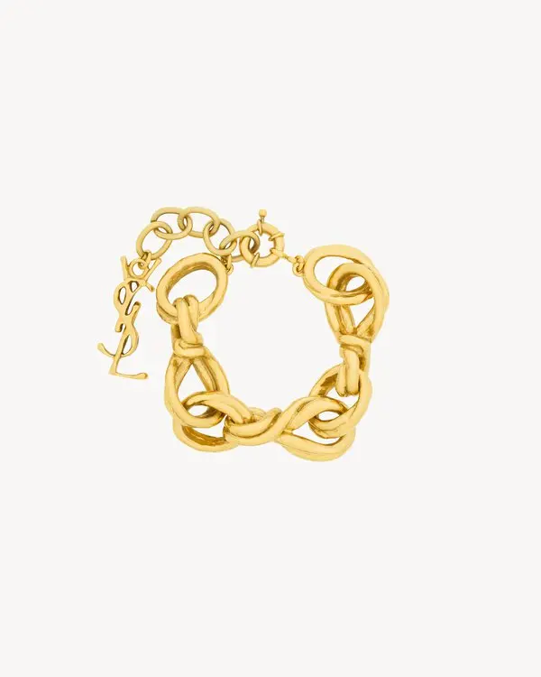 Saint Laurent Twisted Knot Chain Bracelet In Metal - Patinated Gold