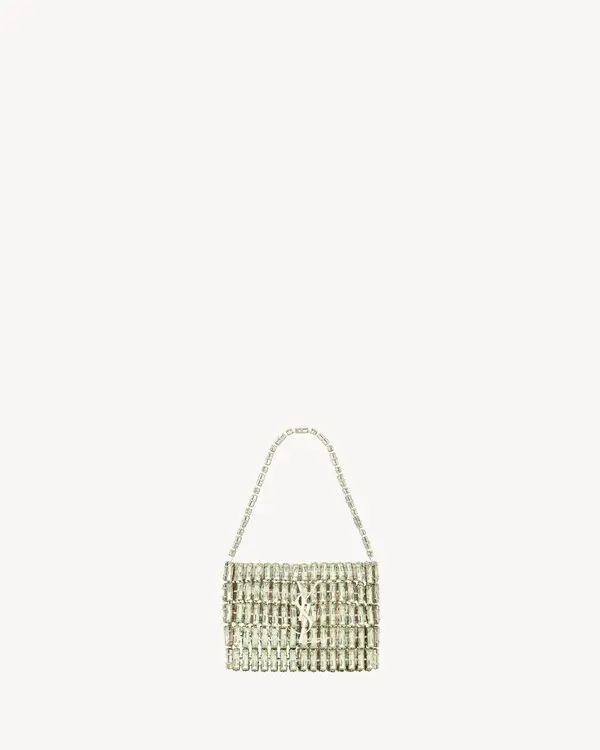 Saint Laurent Micro Evening Bag In Crystals - Chrysolite
