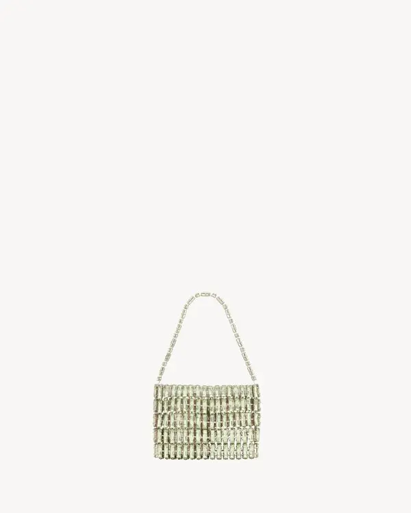 Saint Laurent Micro Evening Bag In Crystals - Chrysolite