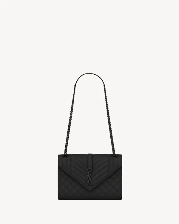 Saint Laurent Envelope Medium Quilted Leather Bag - Black