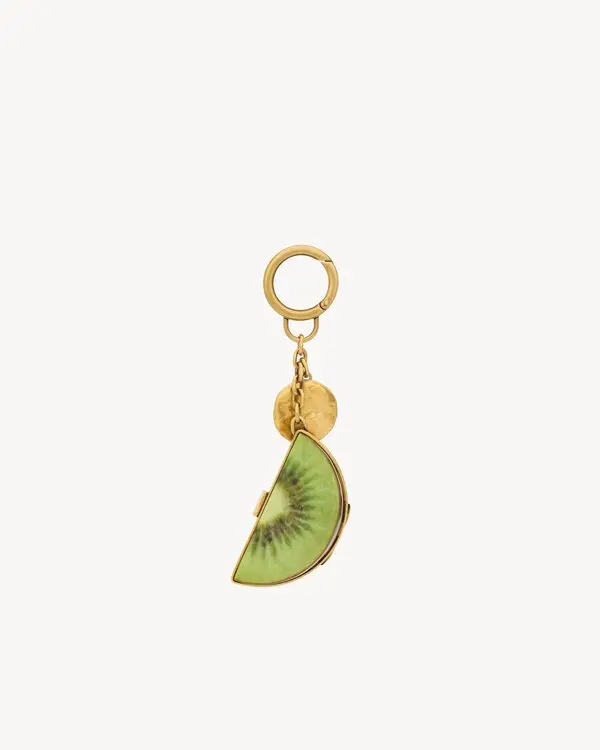 Saint Laurent Resin Wedge Keyring With Cassandre Medallion - Kiwi