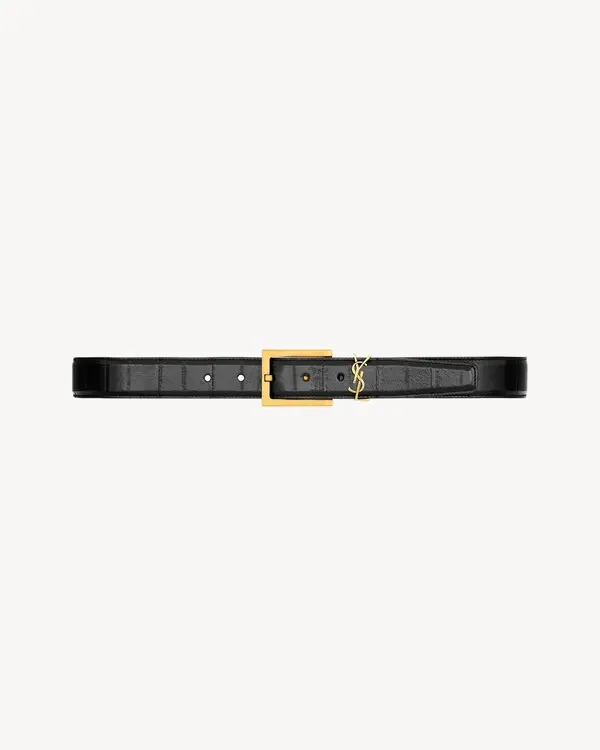 Saint Laurent Cassandre Belt In Eel - Black