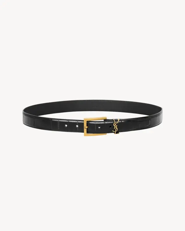 Saint Laurent Cassandre Belt In Eel - Black