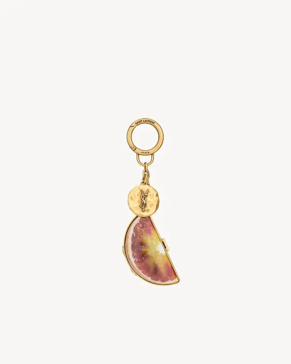 Saint Laurent Resin Keyring With Cassandre Medallion - Orange