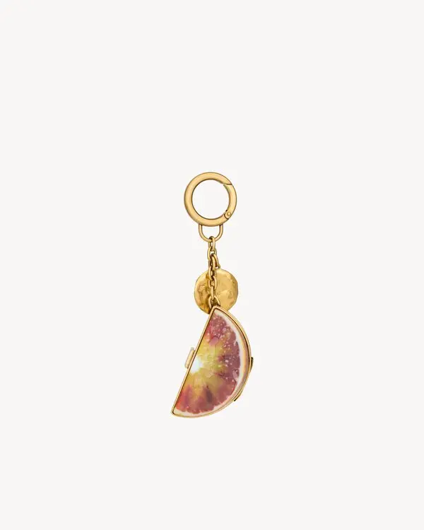 Saint Laurent Resin Keyring With Cassandre Medallion - Orange
