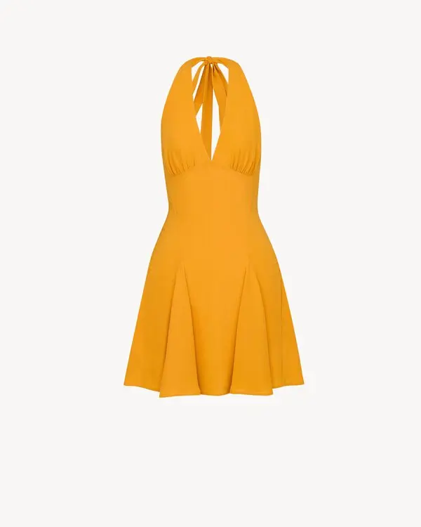 Saint Laurent Silk Crepe De Chine Halter Dress