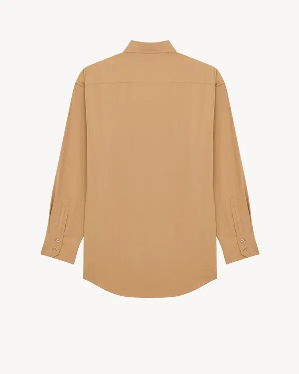 Saint Laurent Cassandre Shirt In Cotton Poplin - Chatain