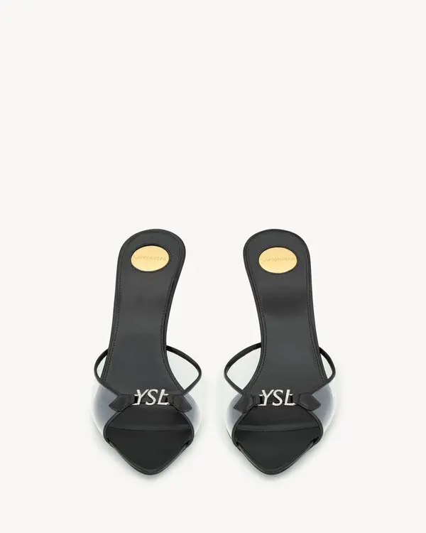 Saint Laurent Jerry Mules In Tpu And Rhinestones - Black