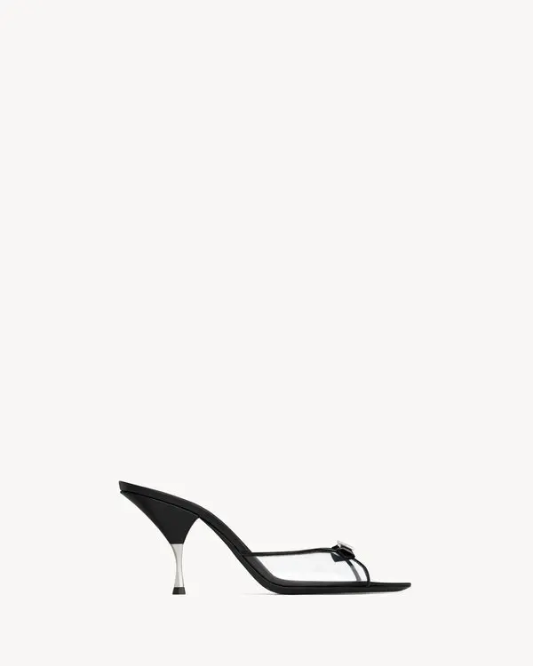 Saint Laurent Jerry Mules In Tpu And Rhinestones - Black