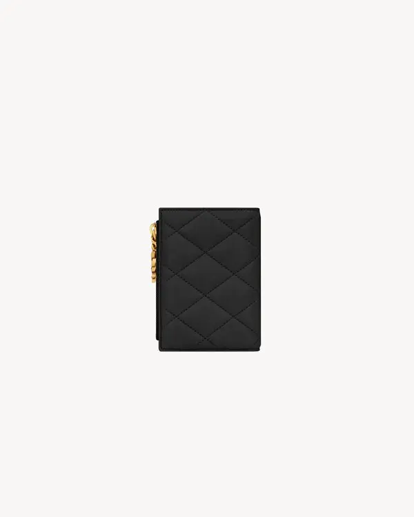 Saint Laurent Cassandre Bijou Bi-fold Wallet In Lambskin - Black