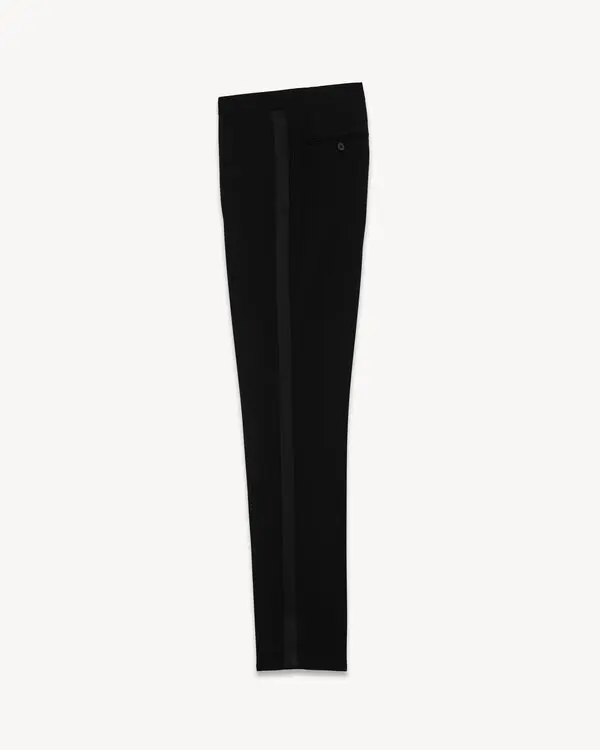 Saint Laurent Tuxedo Pants In Grain De Poudre