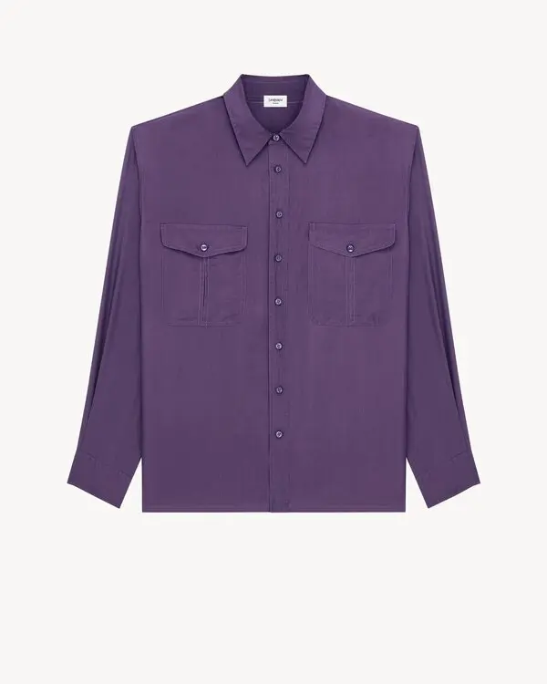 Saint Laurent Shirt In Silk - Violet