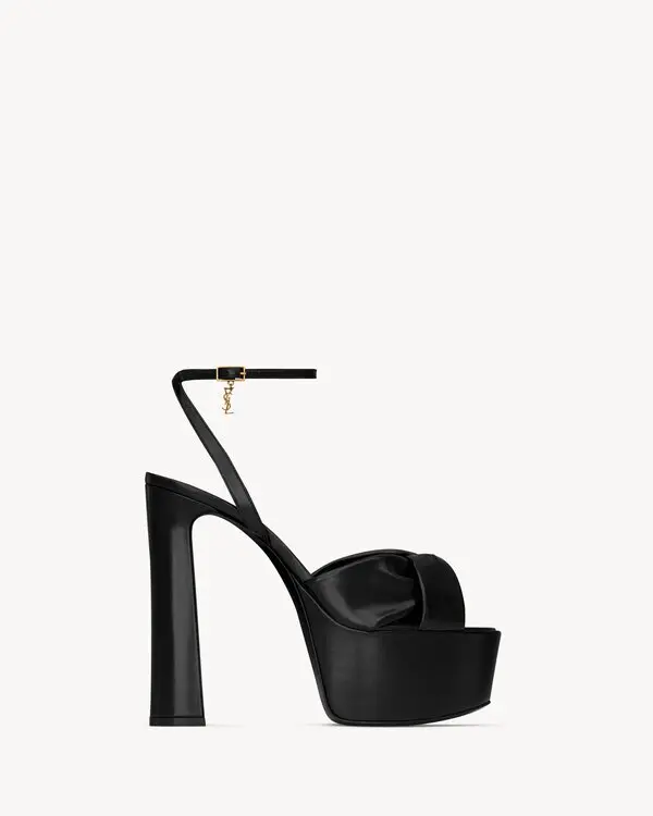 Saint Laurent Franciane" Platform Sandals In Smooth Leather - Black
