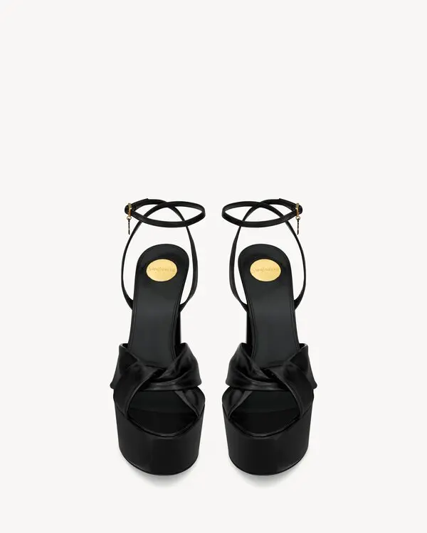 Saint Laurent Franciane" Platform Sandals In Smooth Leather - Black