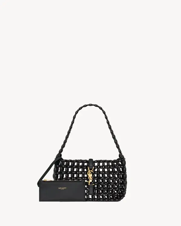 Saint Laurent Le 5 À 7 Shoulder Bag In Wood Beads - Black