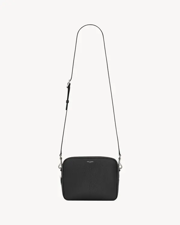 Saint Laurent Small Camera Bag In Grained Leather - Black