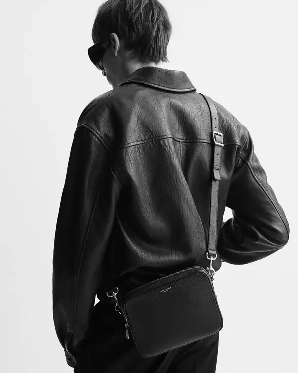 Saint Laurent Small Camera Bag In Grained Leather - Black