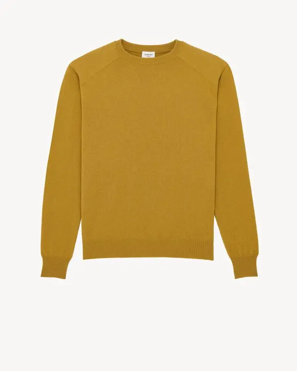 Saint Laurent Crewneck Sweater In Cashmere - Moutarde