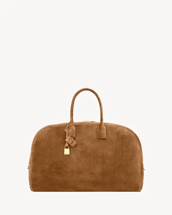 Saint Laurent Large Suede Bowling Duffle Bag - Caramel Cognac