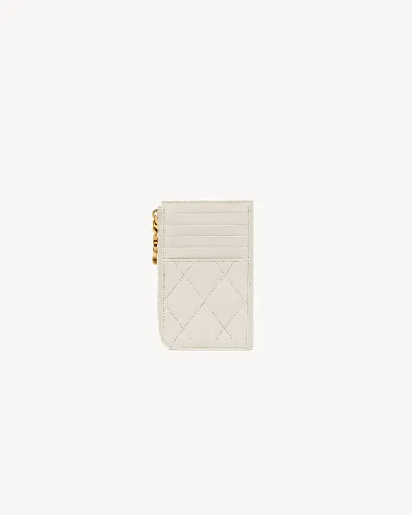 Saint Laurent Cassandre Bijou Zip Card Case In Lambskin