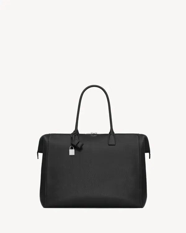 Saint Laurent North/south Doctor Bag In Grained Leather - Black