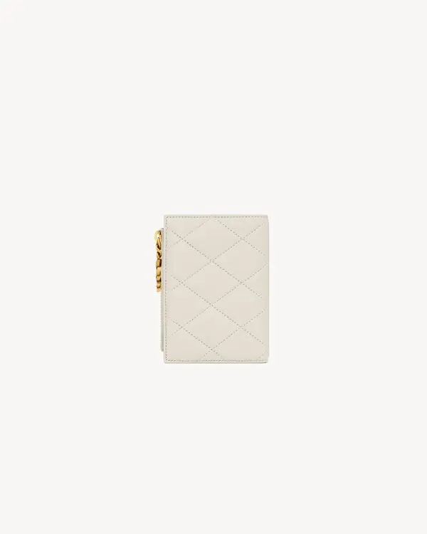 Saint Laurent Cassandre Bijou Bi-fold Wallet In Lambskin - White