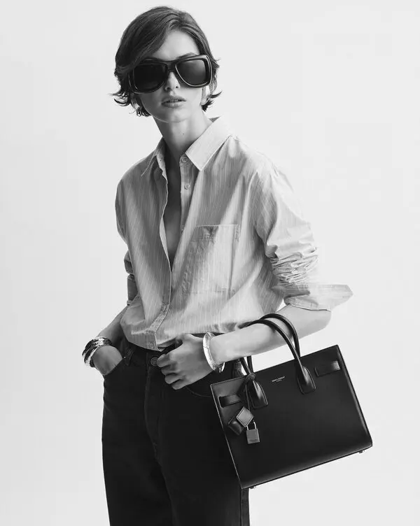 Saint Laurent Sac De Jour Bag In Crocodile-embossed Leather