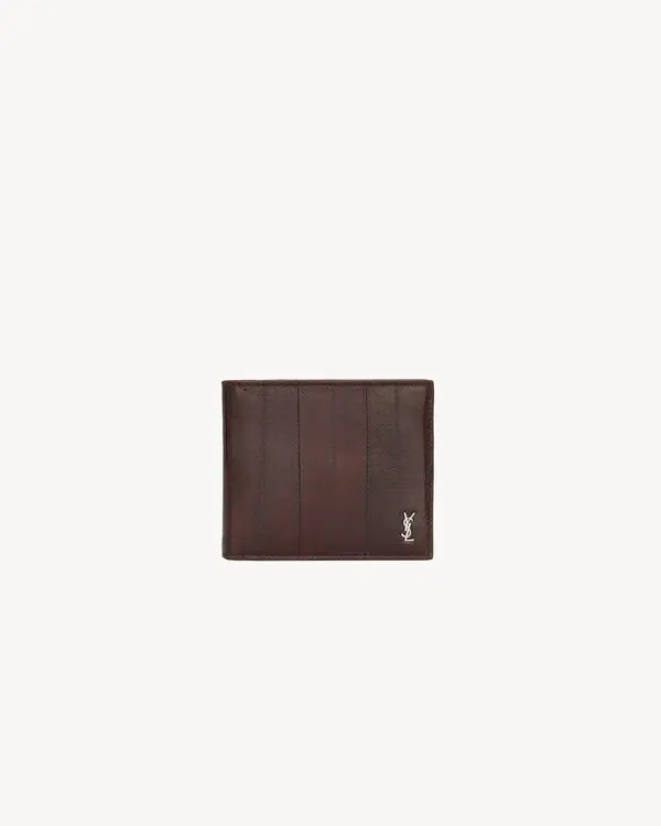 Saint Laurent Tiny Cassandre East/west Wallet In Eel - Brown
