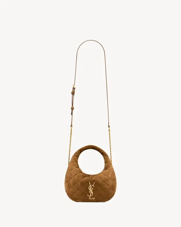 Saint Laurent Quilted Suede Mini Bag - Caramel Cognac