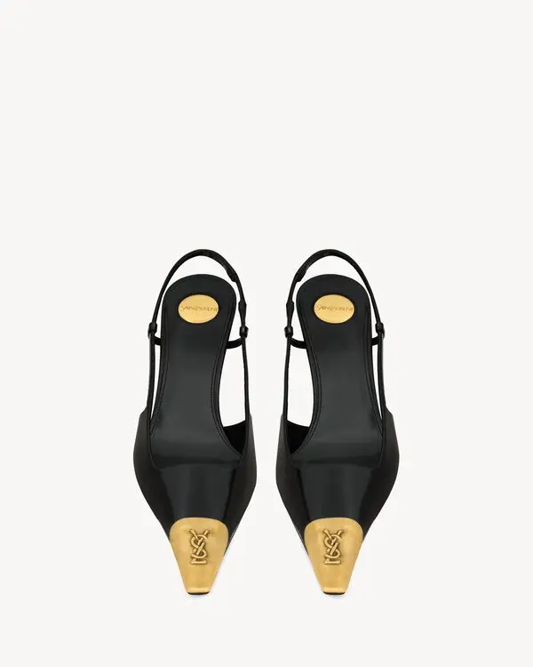 Saint Laurent Jeanne Slingback Pumps In Smooth Leather - Black
