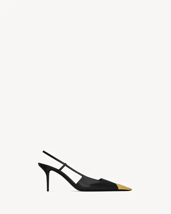 Saint Laurent Jeanne Slingback Pumps In Smooth Leather - Black