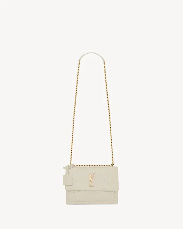 Saint Laurent Sunset Medium Bag In Crocodile-embossed Leather
