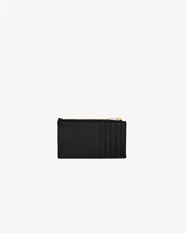 Saint Laurent Cassandre Matelassé Fragments Card Case In Grain De Poudre Leather