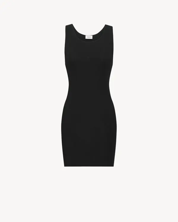 Saint Laurent Ribbed Cotton Cassandre Tank Dress
