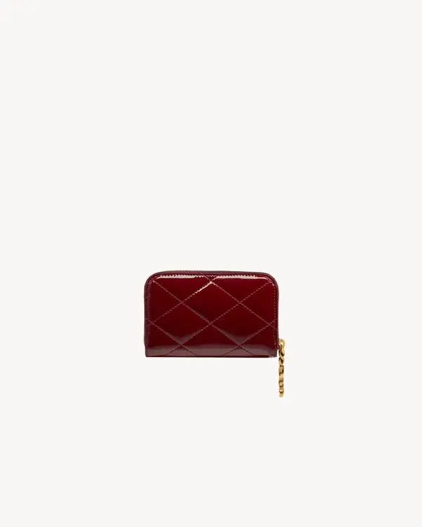 Saint Laurent Cassandre Bijou Change Purse In Patent Leather - Grenade