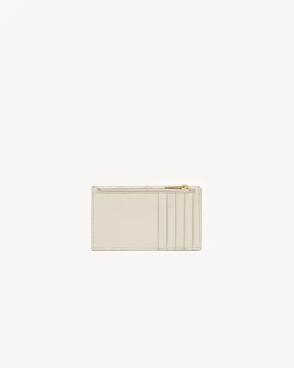 Saint Laurent Cassandre Matelassé Fragments Flap Card Case In Grain De Poudre Leather