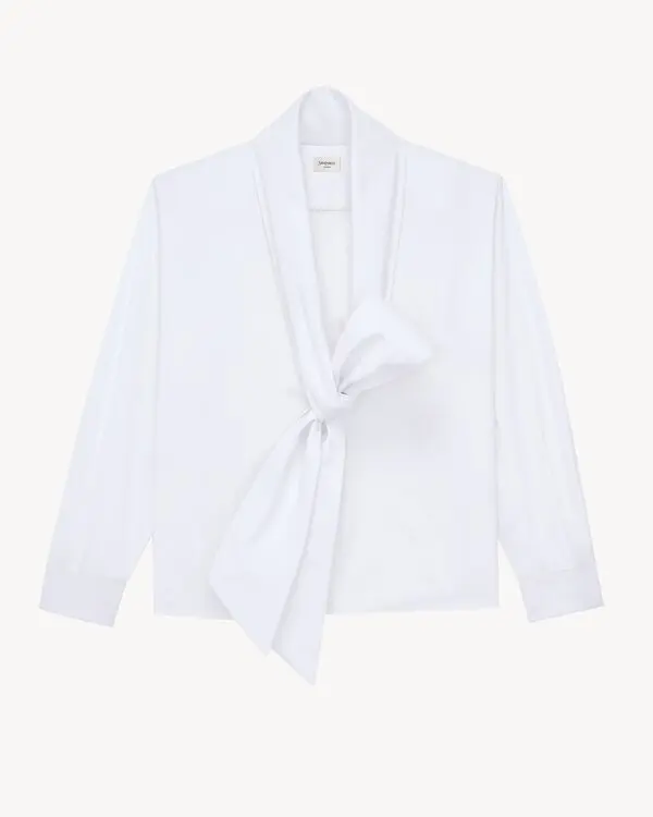 Saint Laurent Lavallière Shirt In Cotton Poplin - Blanc