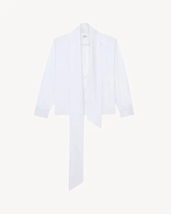 Saint Laurent Lavallière Shirt In Cotton Poplin - Blanc